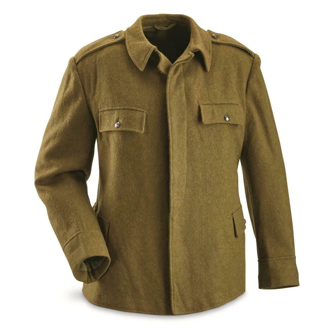 Vintage wool military jacket Genuine Romanian army combat Khaki - GoMilitar
