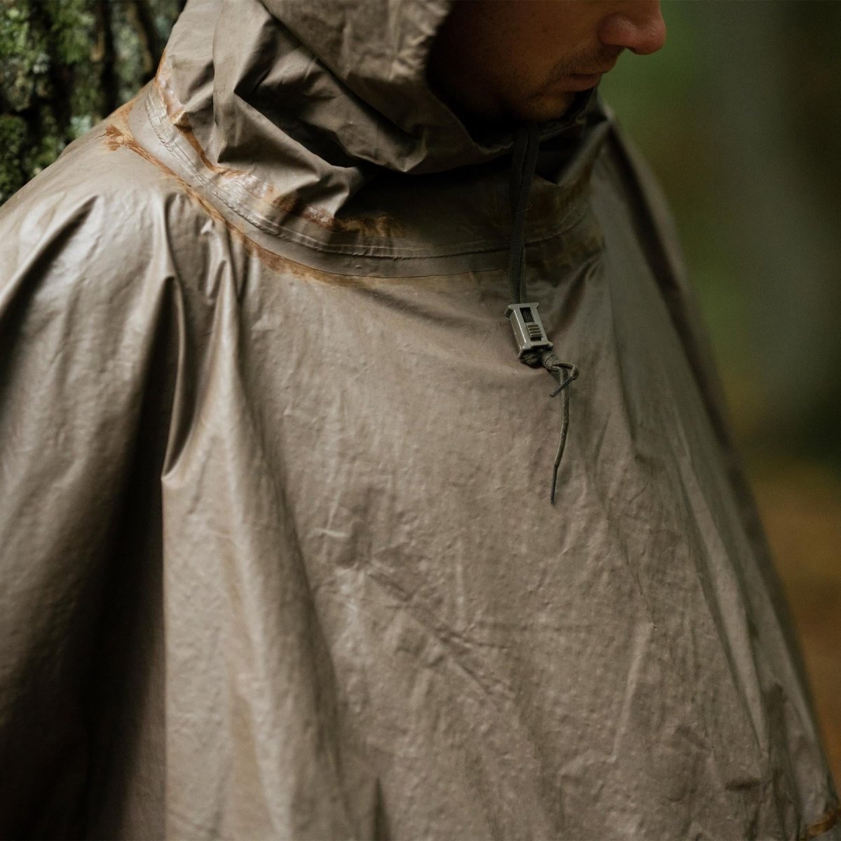 Poncho with hood German army wet weather Rain poncho waterproof olive ...