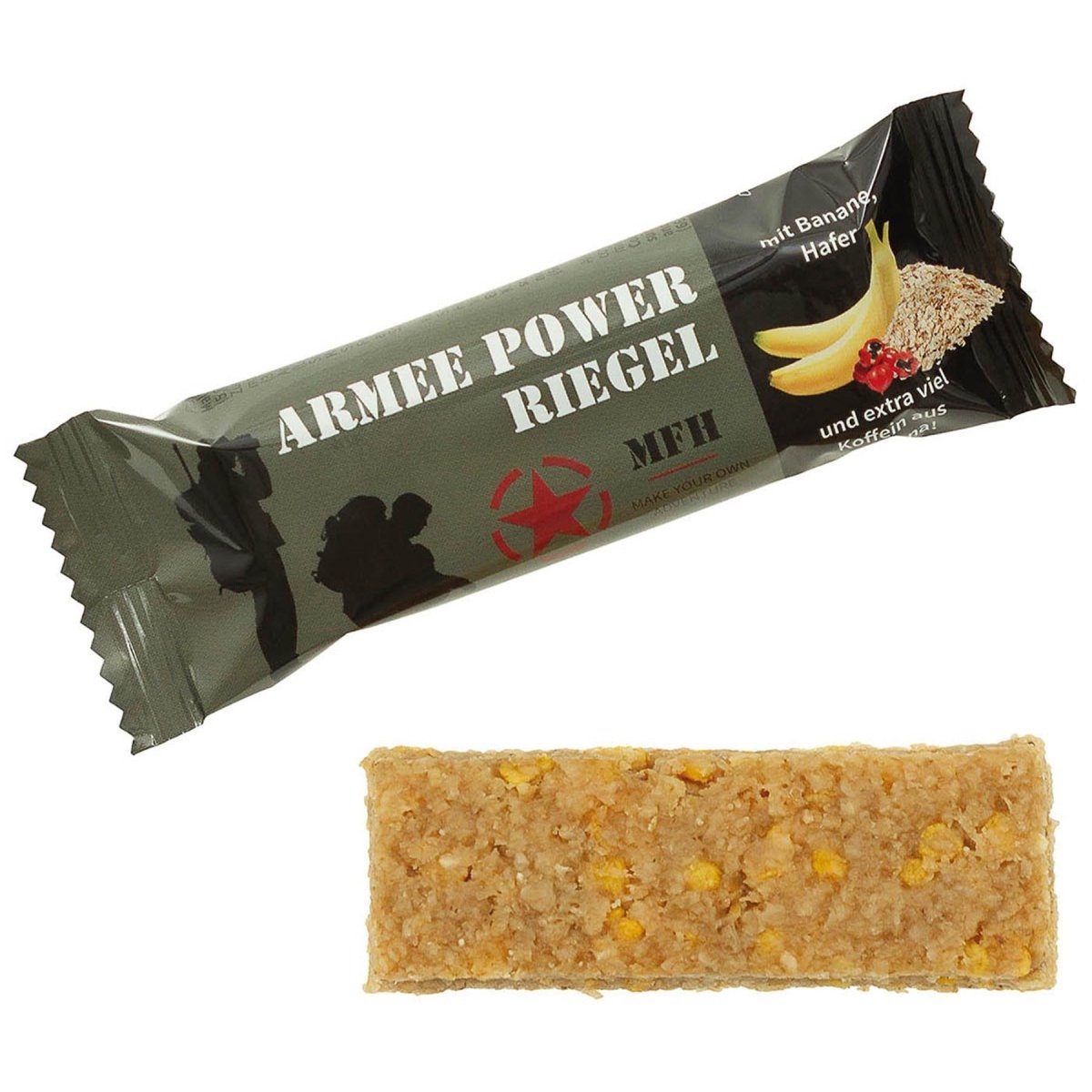 MFH Army Power Bar 60g Caffeine Energy Bar Outdoor Snack Banana Guaran ...